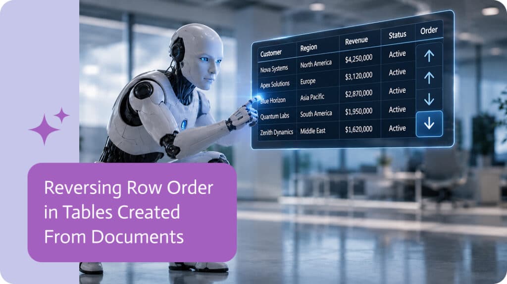 Reversing Row Order in Tables Created From Documents - Noca